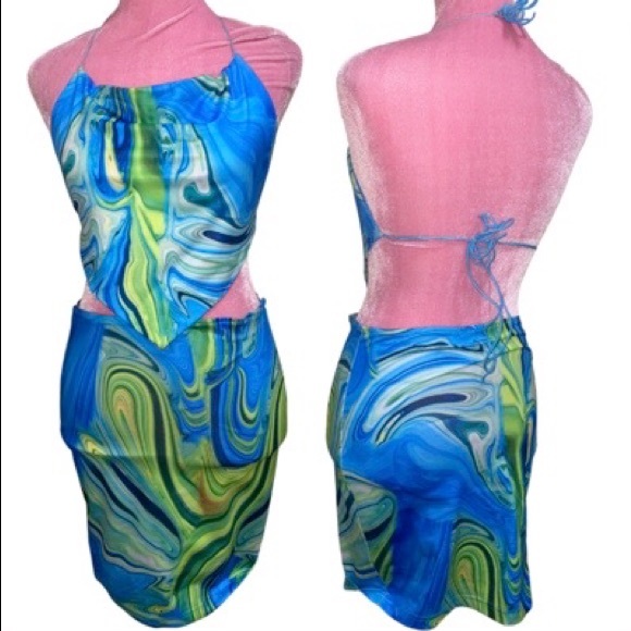 Other | Summer Tropical Green Blue 2 Piece Small | Poshmark